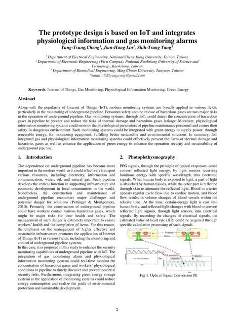 Pdf The Prototype Design Is Based On Iot And Integrates Physiological Information And Gas