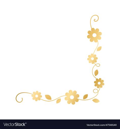 Spring Gold Floral Corner Borders Flower Page Vector Image