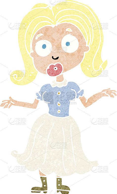 卡通困惑的女孩