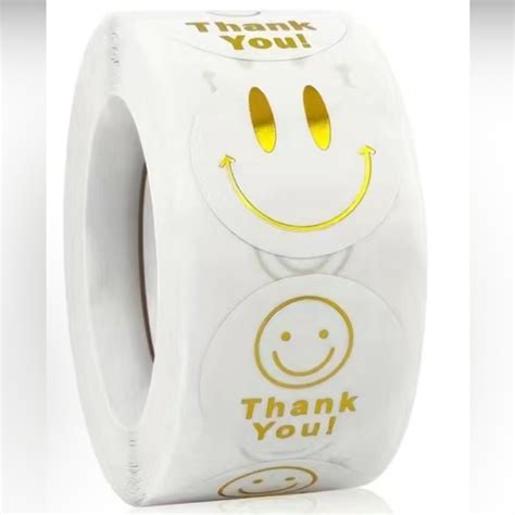 Office Roll Of 50 Smiley Face Thank You Stickers Poshmark