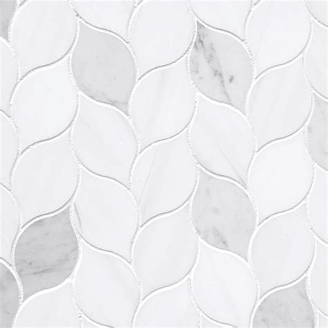 White Gray Marble Leaf Mosaic Backsplash Tile