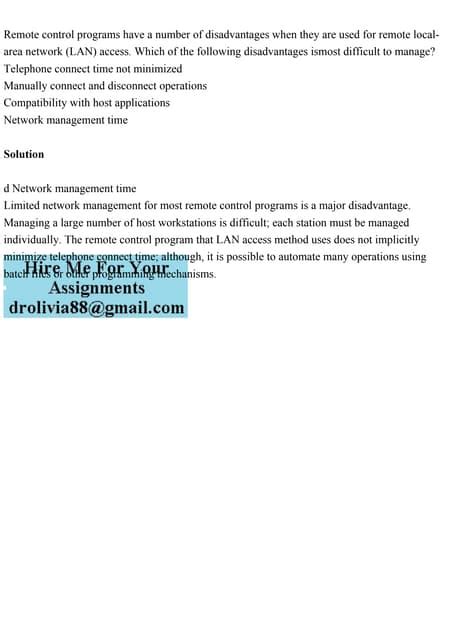 Remote Control Programs Have A Number Of Disadvantages When They Arepdf