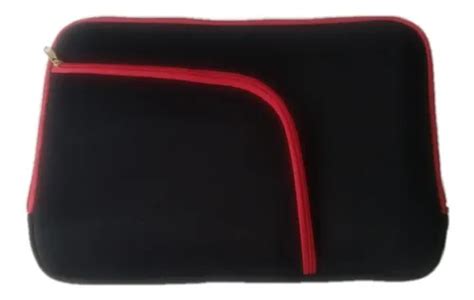 Capa De Notebook 16 Polegadas Preta Com Bolso Ziper Vermelho Parcelamento Sem Juros