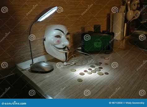 An Anonymous Hacker Tries To Crack The Operating System`s Protection Editorial Image Image Of