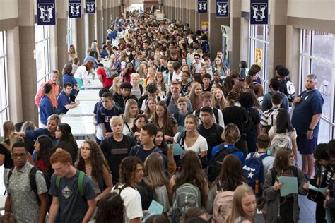 Crowded School Hallway