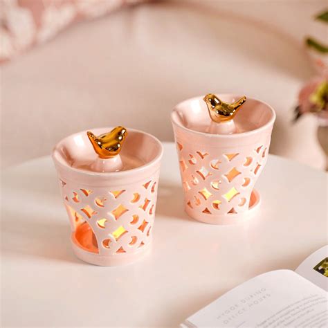 Decorative Ceramic Aroma Diffuser Set Of 2 Pink Online Premium