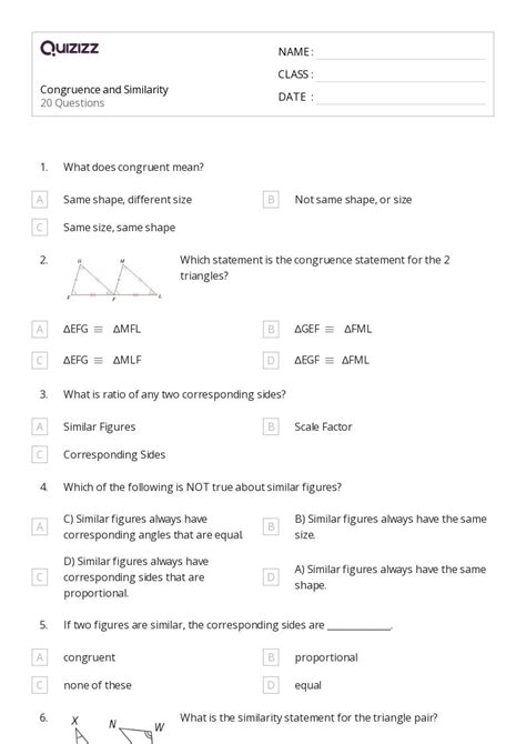 50 Congruence Worksheets For 9th Class On Quizizz Free And Printable