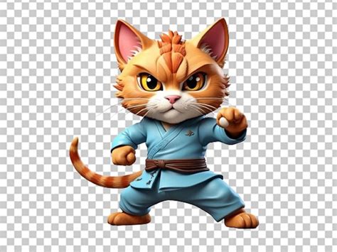 Premium Psd Cartoonish 3d Image Of Kung Fu Cat