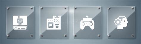Set Humanoid Robot Remote Control Motherboard Digital Chip And Robot Square Glass Panels
