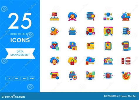 Vector Set Of Big Data Icons Stock Vector Illustration Of Digital