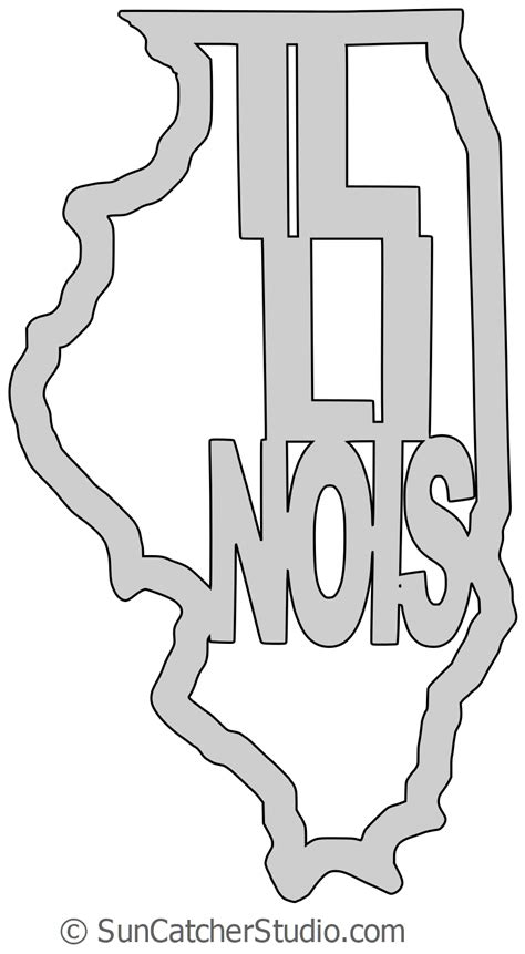 Illinois Map Outline Printable State Shape Stencil Pattern Diy My Xxx