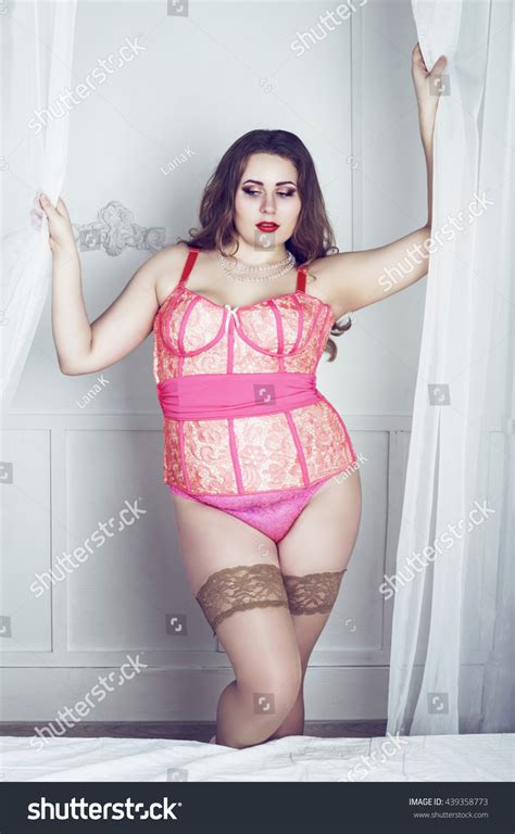 Sexy Plus Size Model Wearing Corset Foto Stok 439358773 Shutterstock