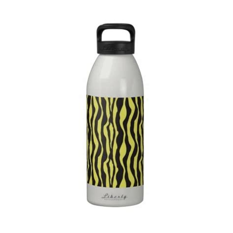 Yellow And Black Zebra Print Water Bottle
