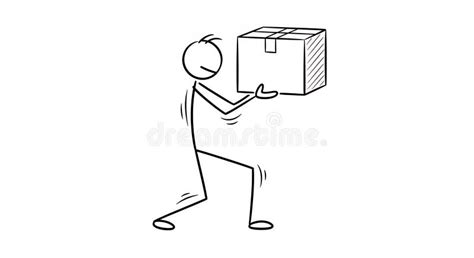 Stickman Lifting Cardboard Box Stock Illustrations 7 Stickman Lifting