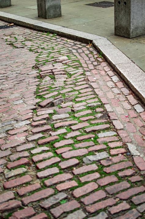 The Path Of Red Bricks In London With Green Grass Stock Image Image