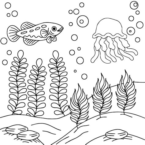 Desenho De Impressão De Desenho De Desenho De Peixe Aquático Para