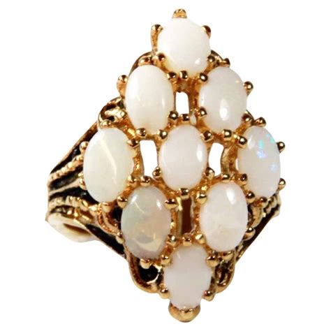 Antiqued Genuine Opal Cocktail Ring Circa For Sale At 1stdibs