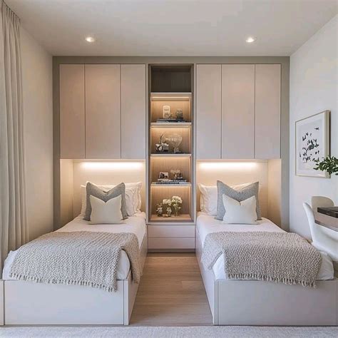 Twin Bedroom Double Bed With Wardrobe Siblings Room Design Space