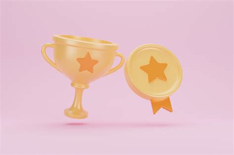 파스텔 배경 위에 황금 트로피 상금 컵 우승 컵 리더 아이콘입니다 승리 성공 개념 업적 메달 개발 보상 라벨 경험치 레벨 업