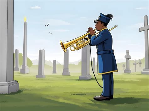 Premium Photo A Poignant A Lone Bugler Playing Taps At A Military