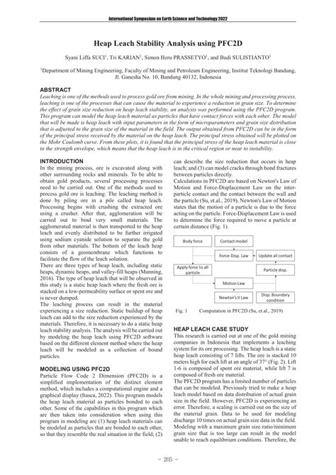 PDF Heap Leach Stability Analysis Using PFC D
