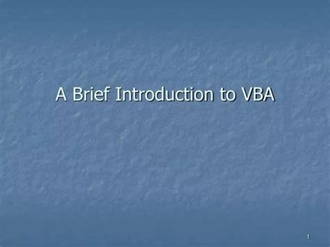 Ppt A Brief Introduction To Vba Powerpoint Presentation Free