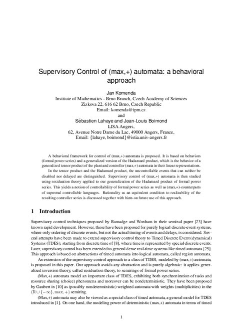 supervisory control of max automata a behavioral approach