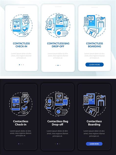 Contactless Service Night And Day Mode Onboarding Mobile App Screen