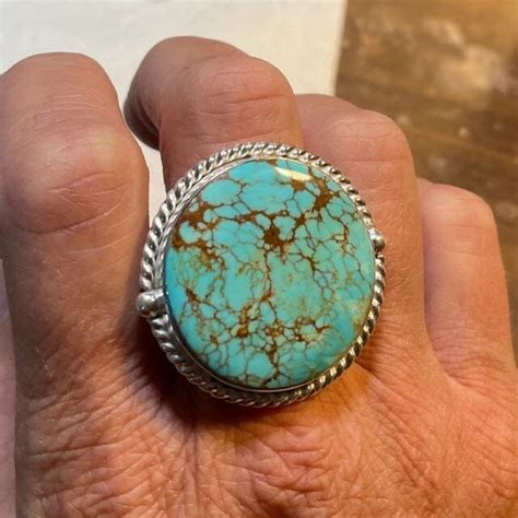 Yellowstone Round Kingman Turquoise Ring Yellowstone Spirit Southwes