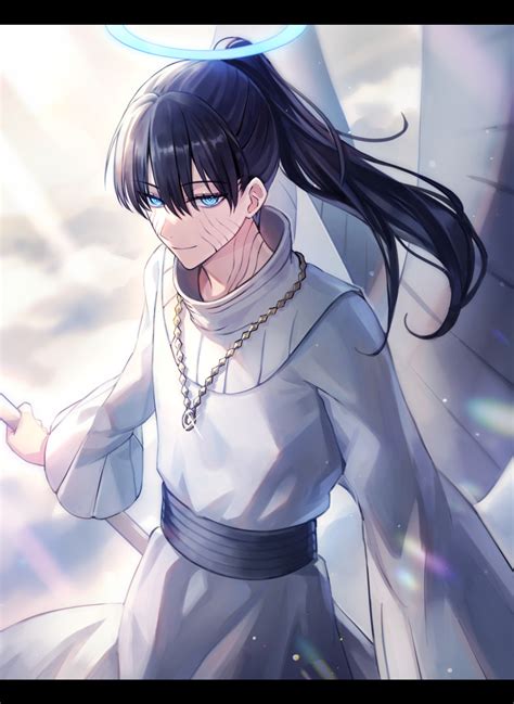 Safebooru 1boy Angel Angel Wings Black Clover Black Hair Blue Eyes