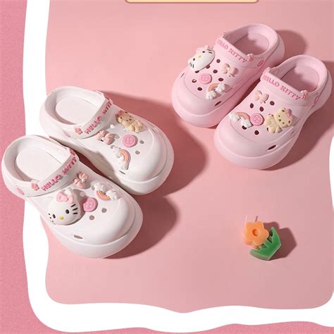 Hello Kitty Crocs Cute Hollow Out Vented Light Pink Clogs
