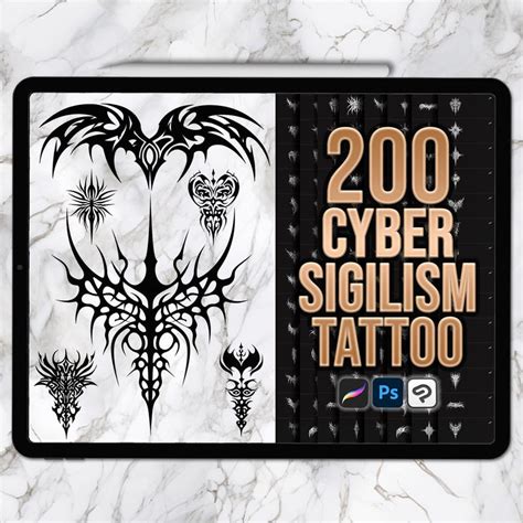 Cyber Sigilism Tattoo Stencil Designs For Symbolic Ink