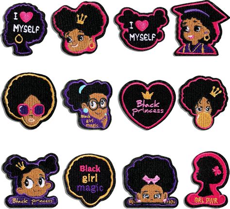 20 Pieces Black Girl Iron On Patches For Clothing Afro