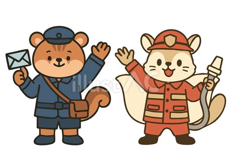 Free Vectors Squirrel Delivery Man And Flying Squirrel Firefighter