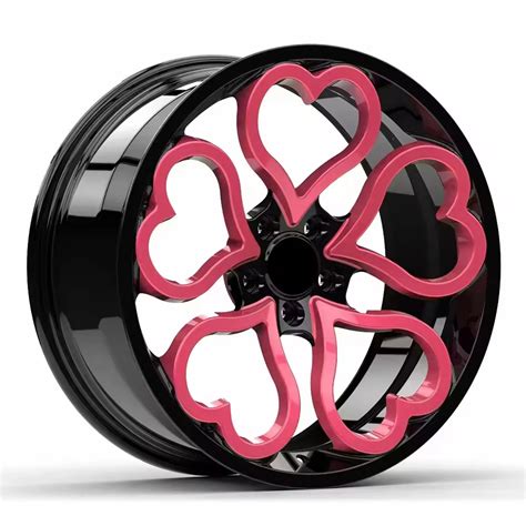 Custom Forged Red Heart Shaped Five Spoke Car Alloy Wheel Rims