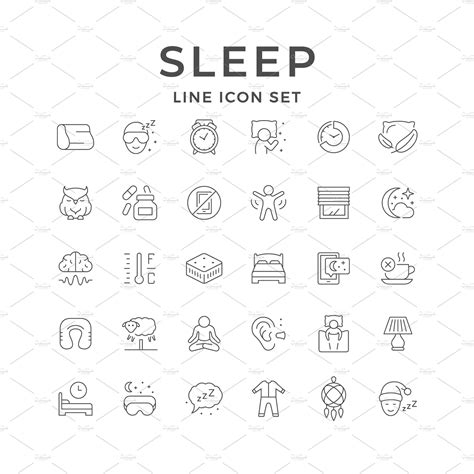 Set Line Icons Of Sleep Outline Icons ~ Creative Market