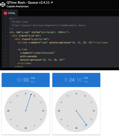 Qtime Minute Options · Issue 12116 · Quasarframeworkquasar · Github
