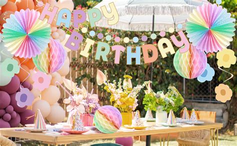 Easy Joy Pastel Birthday Decorations Macaron Happy Birthday Banner
