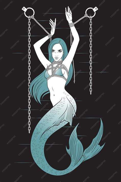 Premium Vector Beautiful Mermaid Knitted In Fetish Shibari Bondage