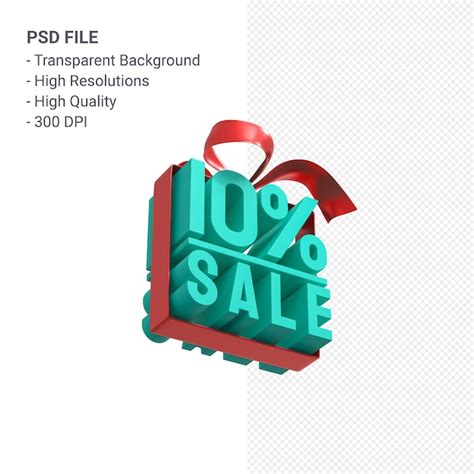 활과 리본 3d 디자인 절연 10 판매 프리미엄 Psd 파일