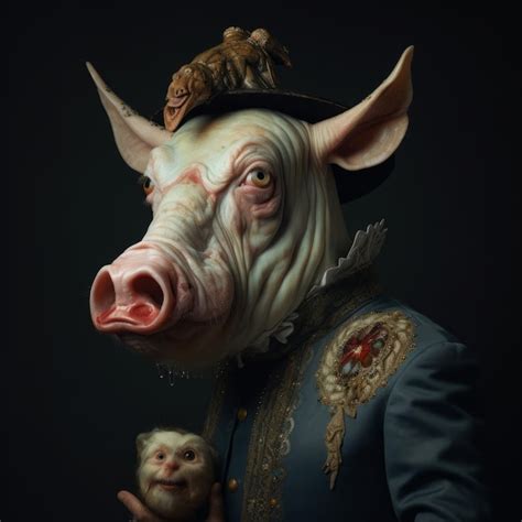 Premium Photo Expressive Facial Animation Cow Holding Fish In Baroque