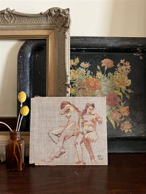 Rare Original Vintage 1967 Signed Nude Art Study Painting Simplicity
