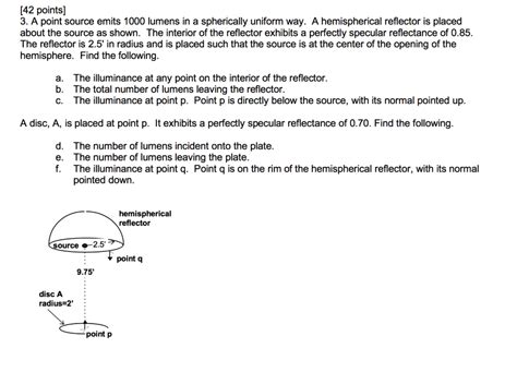 solved [42 points] 3 a point source emits 1000 lumens in a