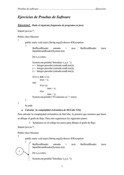 Ejercicios De Pruebas De Software