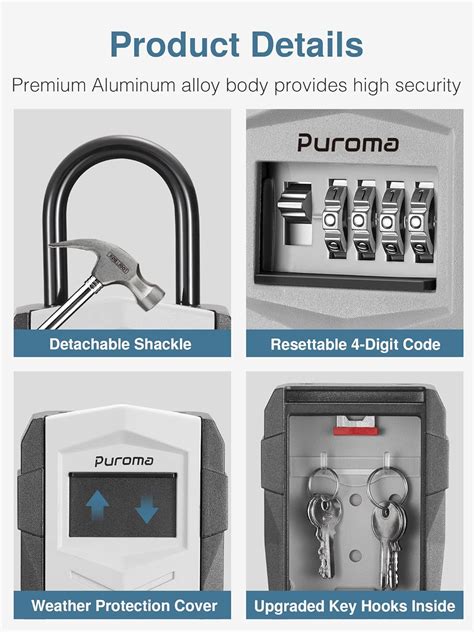 Buy Puroma Key Lock Box Waterproof Combination Lockbox Resettable Key