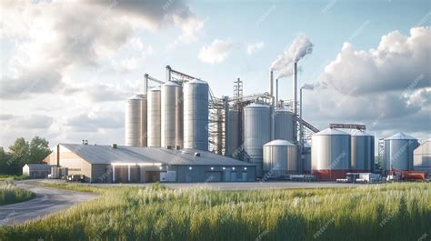A Large Industrial Farm With A Lot Of Silos Premium Ai Generated Image