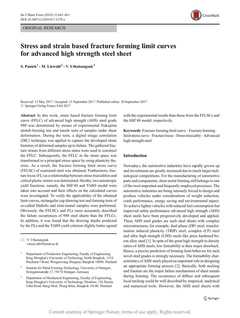 Stress And Strain Based Fracture Forming Limit Curves For Advanced High Strength Steel Sheet
