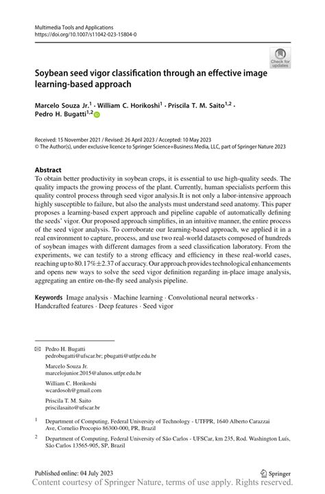 Soybean Seed Vigor Classification Through An Effective Image Learning