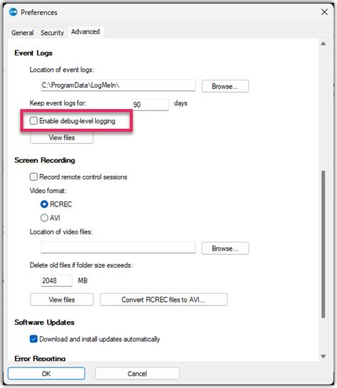 collecting debug logs from your logmein hosts and client pro support