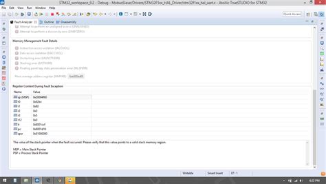 hard fault occur stm32 imprecise data access viola